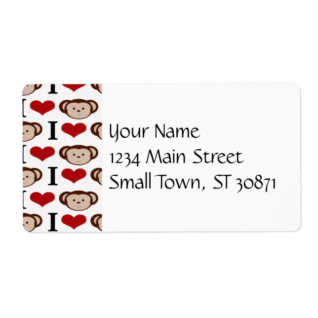I Heart Monkeys I Love Monkey Valentines Gift Label | Zazzle