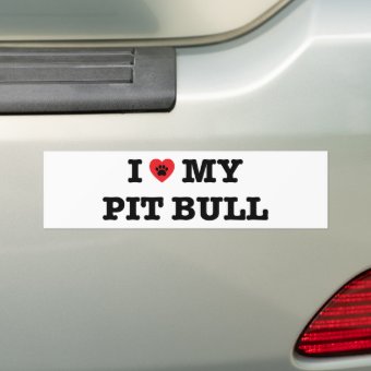 I Heart My Pit Bull Bumper Sticker | Zazzle