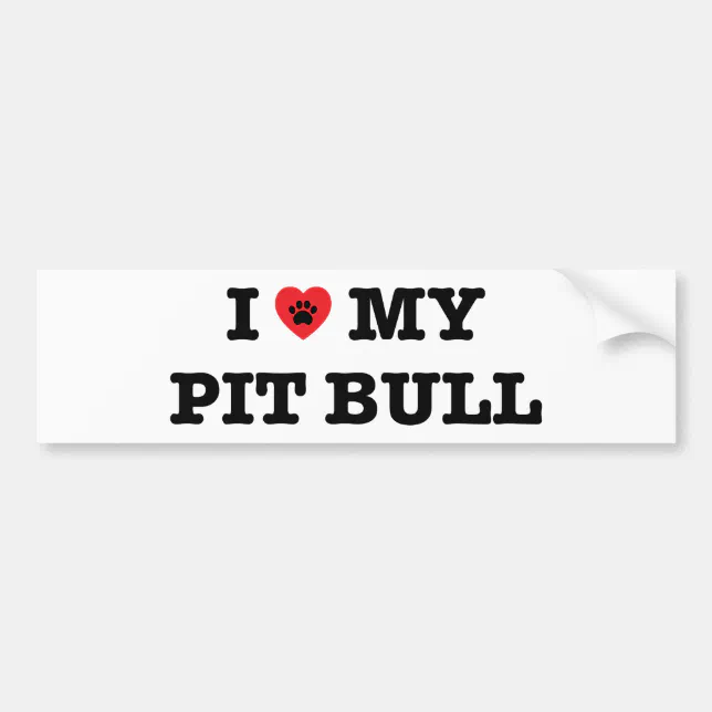 I Heart My Pit Bull Bumper Sticker | Zazzle