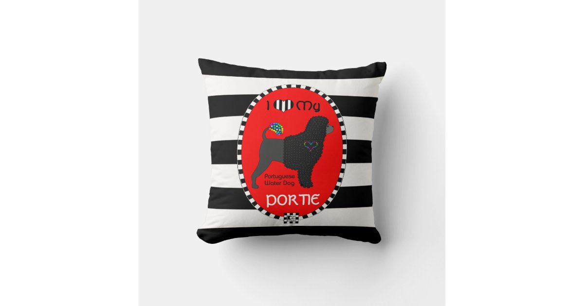 I Heart My Portie (Portuguese Water Dog) t-shirt Throw Pillow | Zazzle