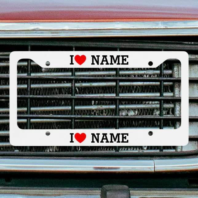 I Heart Name License Plate Frame | Zazzle