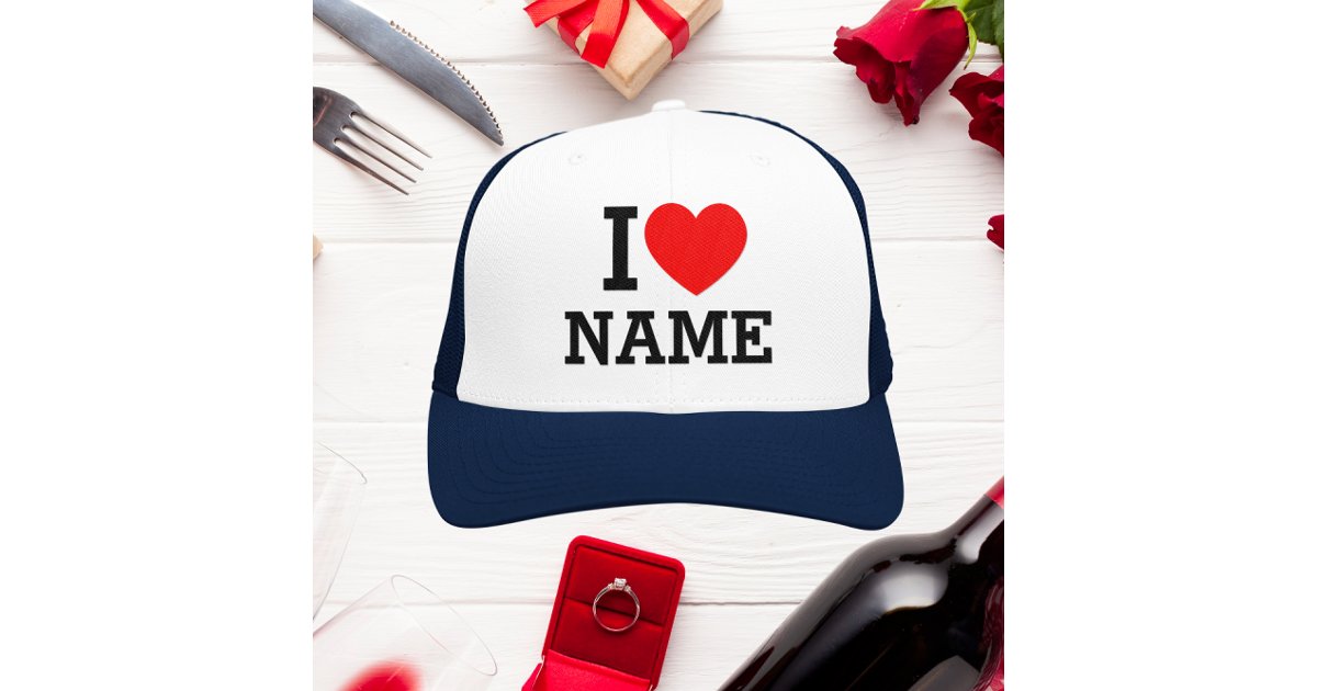 I Heart Name Trucker Hat | Zazzle
