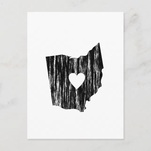 I Heart Ohio Grunge Worn Outline State Love Postcard | Zazzle