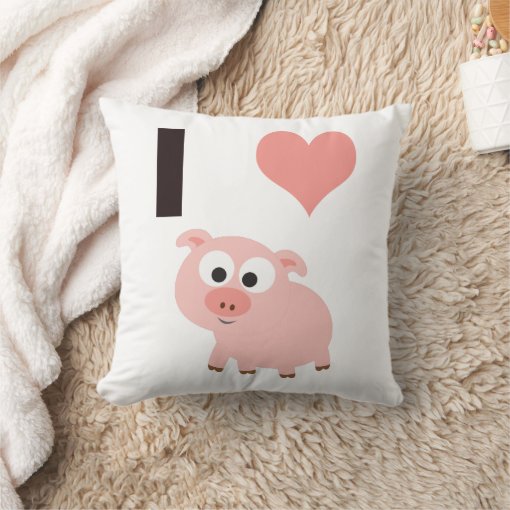 I heart pigs throw pillow | Zazzle
