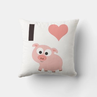 I heart pigs throw pillow | Zazzle