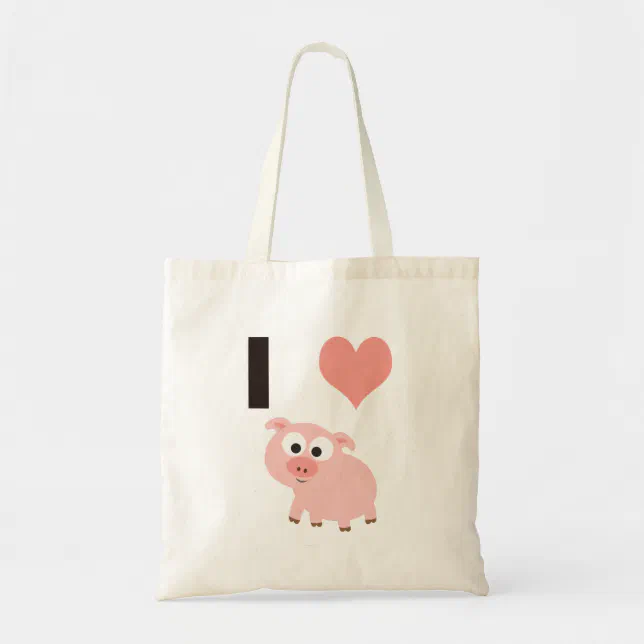 I heart pigs tote bag | Zazzle