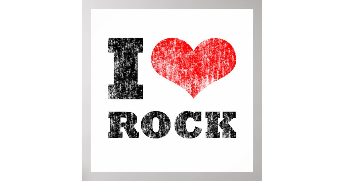 I Heart Rock Distressed Poster | Zazzle