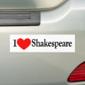 I Heart Shakespeare Bumper Sticker | Zazzle