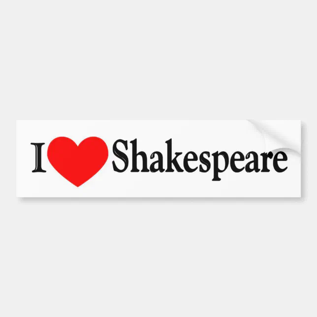 I Heart Shakespeare Bumper Sticker | Zazzle