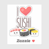 i heart sushi quote rolls sashimi surimi food sticker | Zazzle
