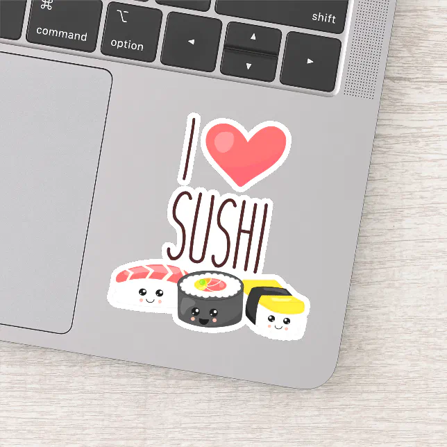 i heart sushi quote rolls sashimi surimi food sticker | Zazzle