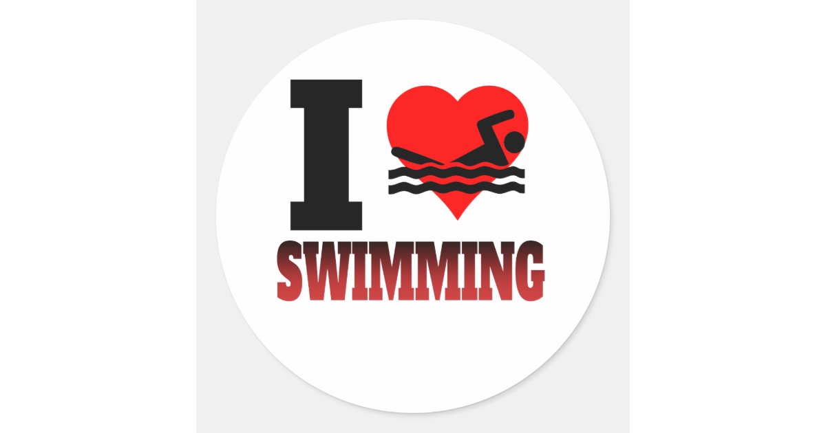 I Heart Swimming Classic Round Sticker | Zazzle