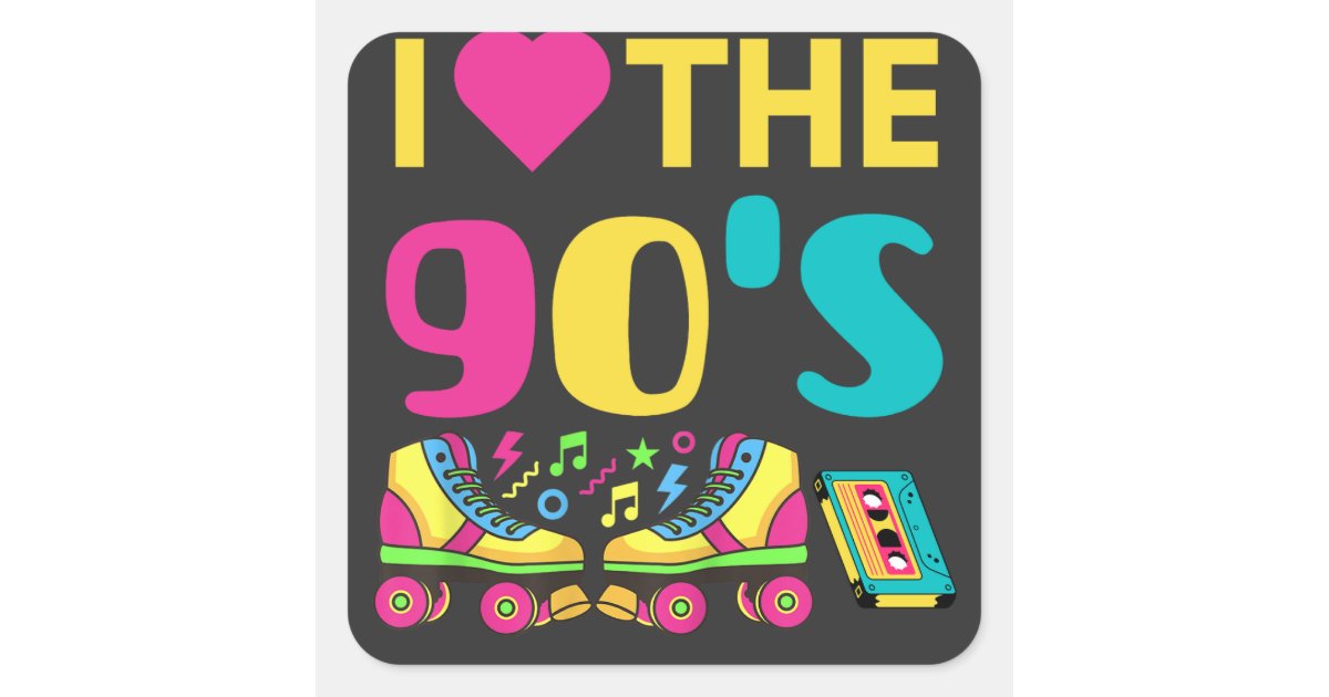 I Heart The 90 S, vintage retro 90s outfit Square Sticker | Zazzle