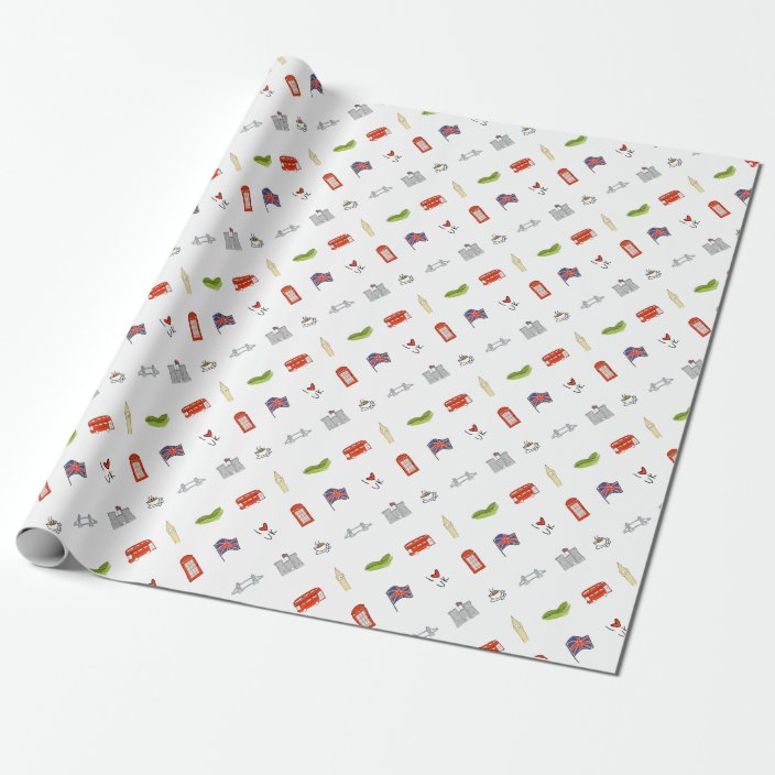I Heart United Kingdom, British Love, UK landmarks Wrapping Paper ...