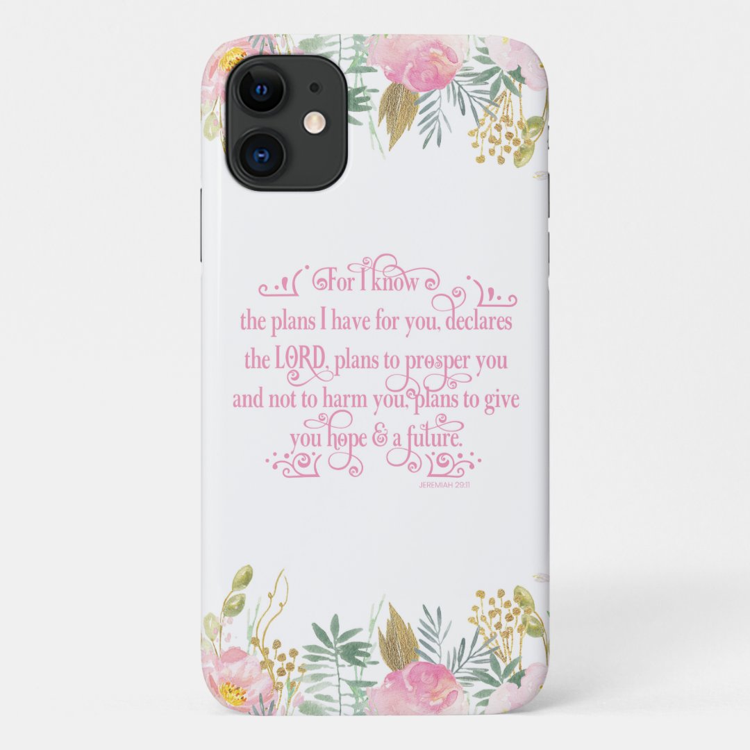 I Know the Plans Pink Floral Bible Verse Jeremiah Case-Mate iPhone Case ...