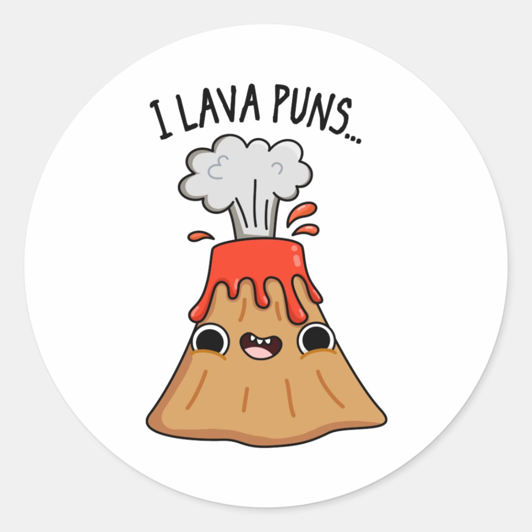 I Lava Puns Funny Geology Volcano Pun Classic Round Sticker | Zazzle