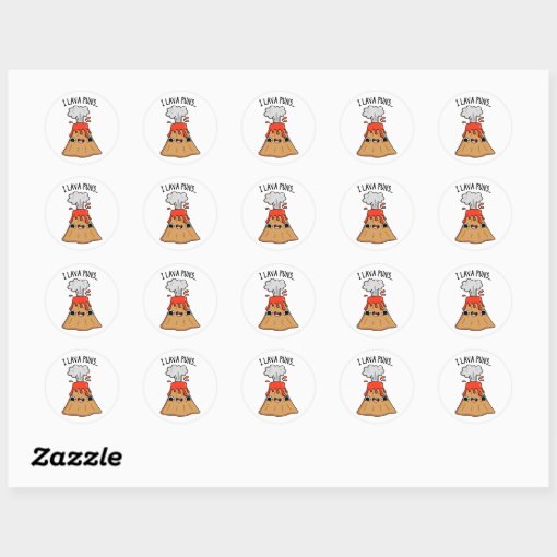 I Lava Puns Funny Geology Volcano Pun Classic Round Sticker | Zazzle
