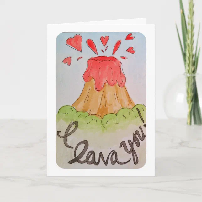 I lava you I love you watercolor valentine Holiday Card | Zazzle