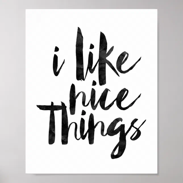 I Like Nice Things Poster | Zazzle