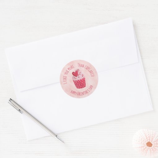 I Like You More Than Cupcakes Valentine's Day Classic Round Sticker ...