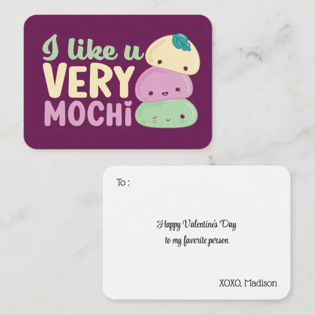 I Like You Very Mochi Cute Kids Valentine's Day Note Card | Zazzle