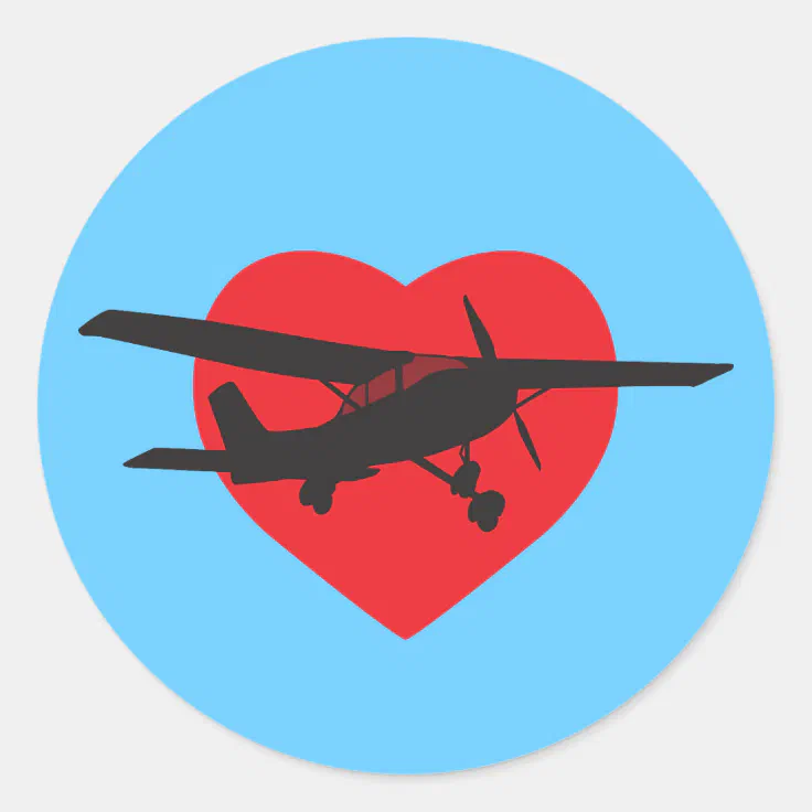 I Love Airplanes Classic Round Sticker | Zazzle