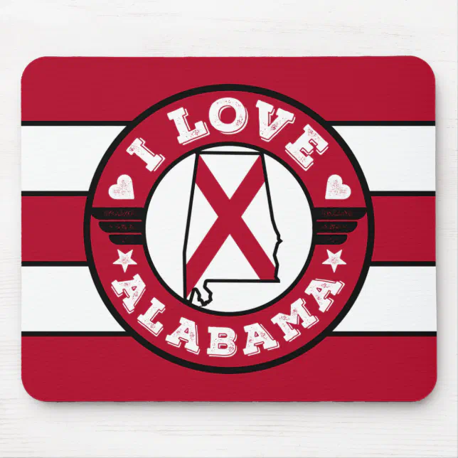 I Love Alabama Color Matched Stripes Map and Flag Mouse Pad | Zazzle