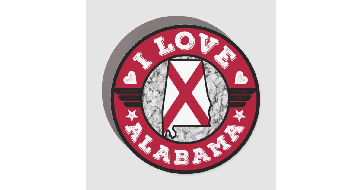 I Love Alabama State Map and Flag Car Magnet | Zazzle