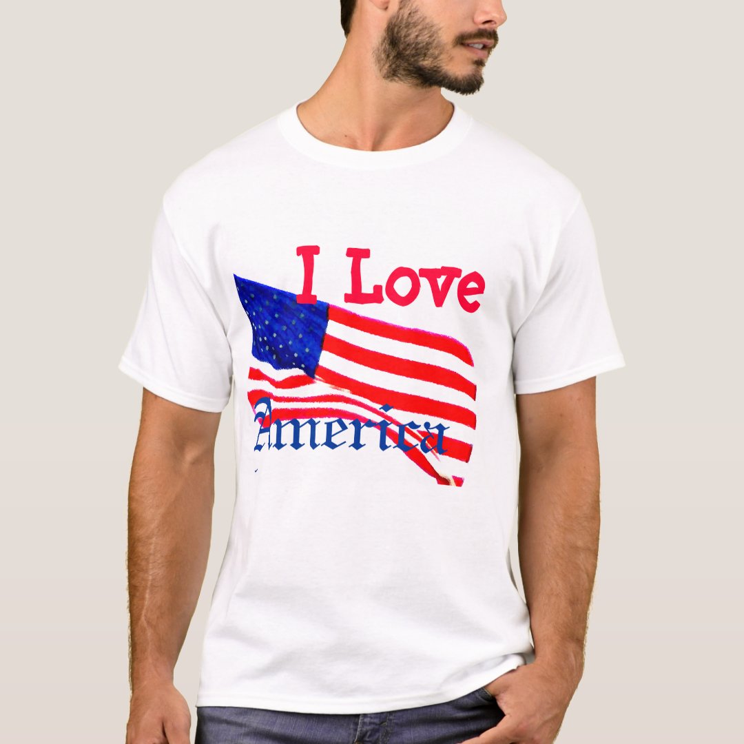 I Love America USA Patriotic American Flag Tshirt | Zazzle