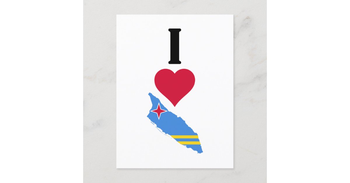 I Love Aruba Vertical I Heart Aruba Flag Map Postcard | Zazzle