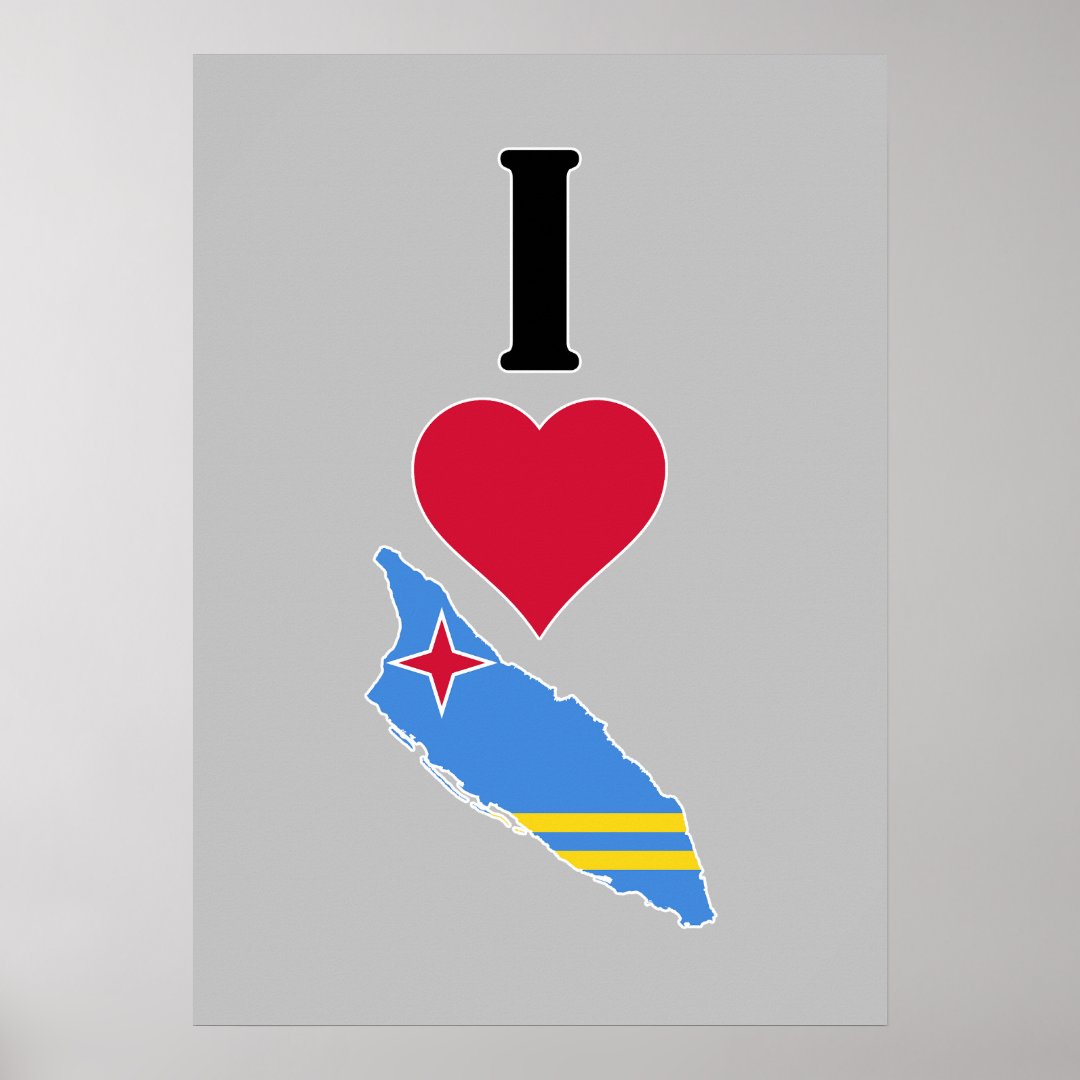 I Love Aruba Vertical I Heart Aruba Flag Map Poster | Zazzle