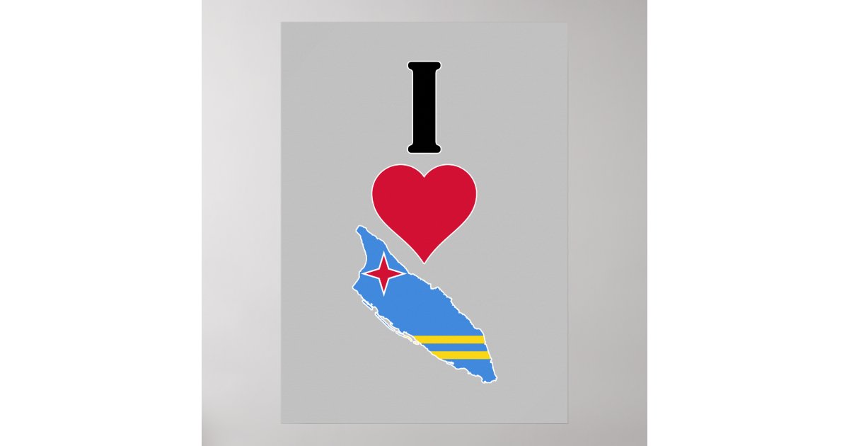 I Love Aruba Vertical I Heart Aruba Flag Map Poster | Zazzle