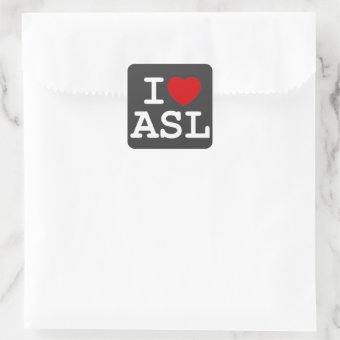 I Love ASL Square Sticker | Zazzle