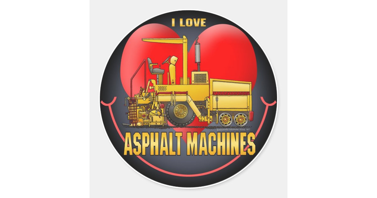 I Love Asphalt Paving Machines Kids Sticker | Zazzle