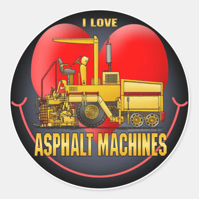 I Love Asphalt Paving Machines Kids Sticker | Zazzle