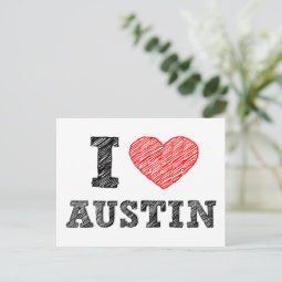 I Love Austin Postcard | Zazzle