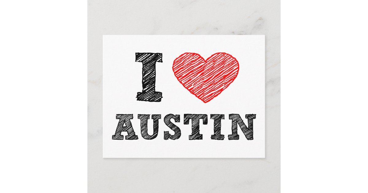 I Love Austin Postcard | Zazzle