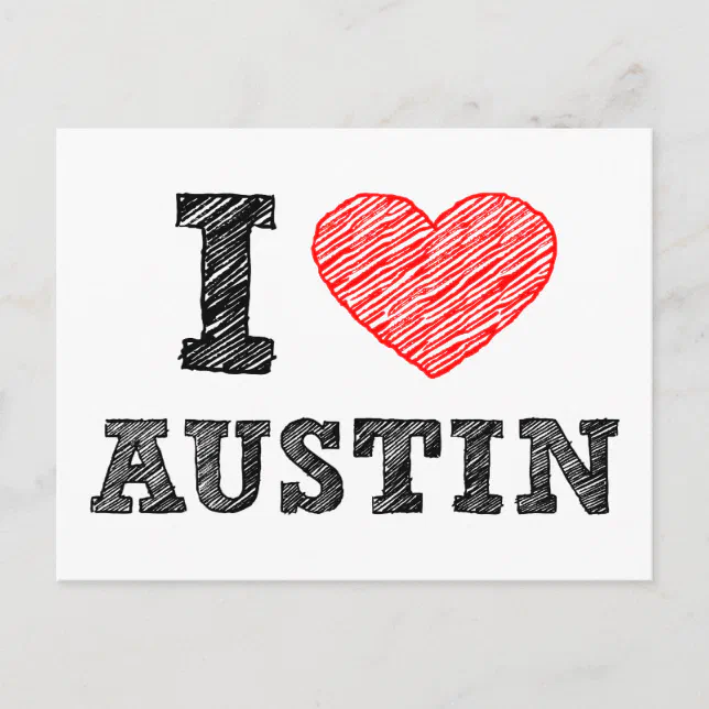 I Love Austin Postcard | Zazzle