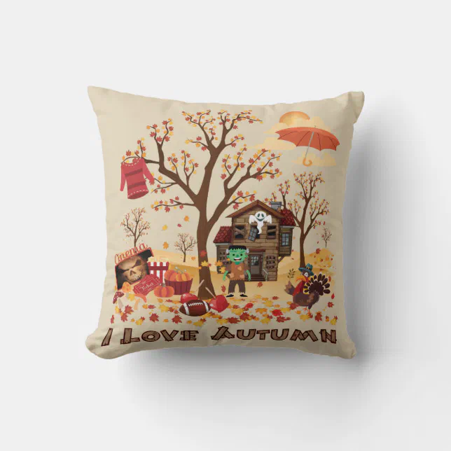 I Love Autumn - Fall Scenery Throw Pillow | Zazzle