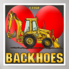 Diggers Backhoe Dozers Construction Poster Print | Zazzle.com