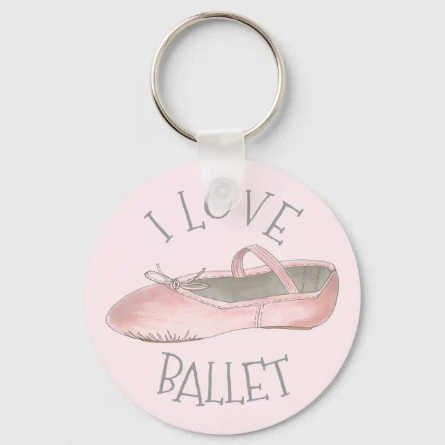 I Love Ballet Ballerina Pink Slipper Dance Teacher Keychain | Zazzle