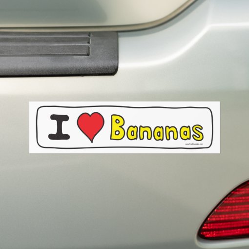 I Love Bananas (I Heart Bananas) Bumper Sticker | Zazzle
