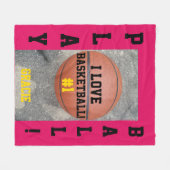I Love Basketball Raspberry Name Fleece Blanket | Zazzle