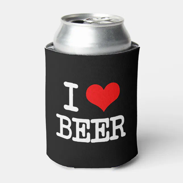 I Love Beer funny beer can cooler sleeve | Zazzle