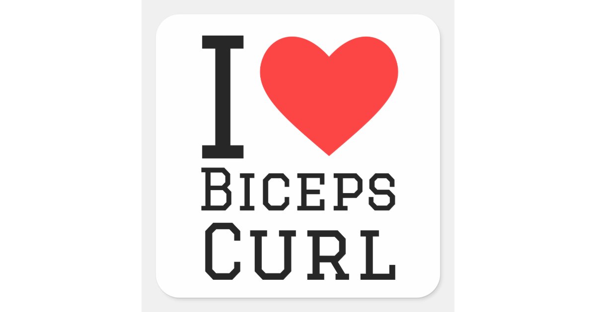 I love biceps curl square sticker | Zazzle