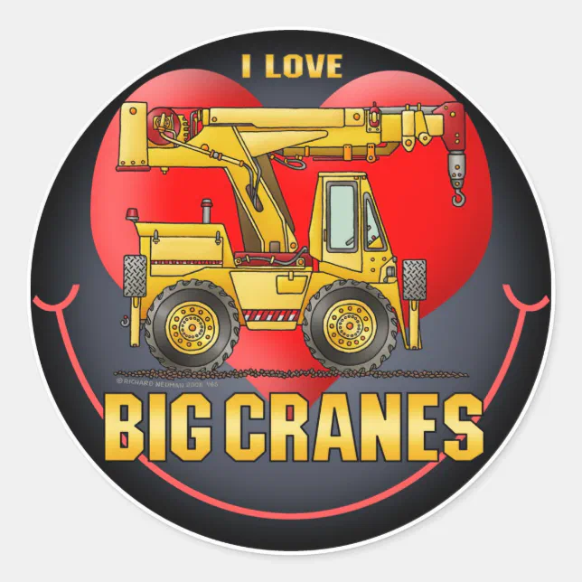 I Love Big Cranes Kids Sticker | Zazzle