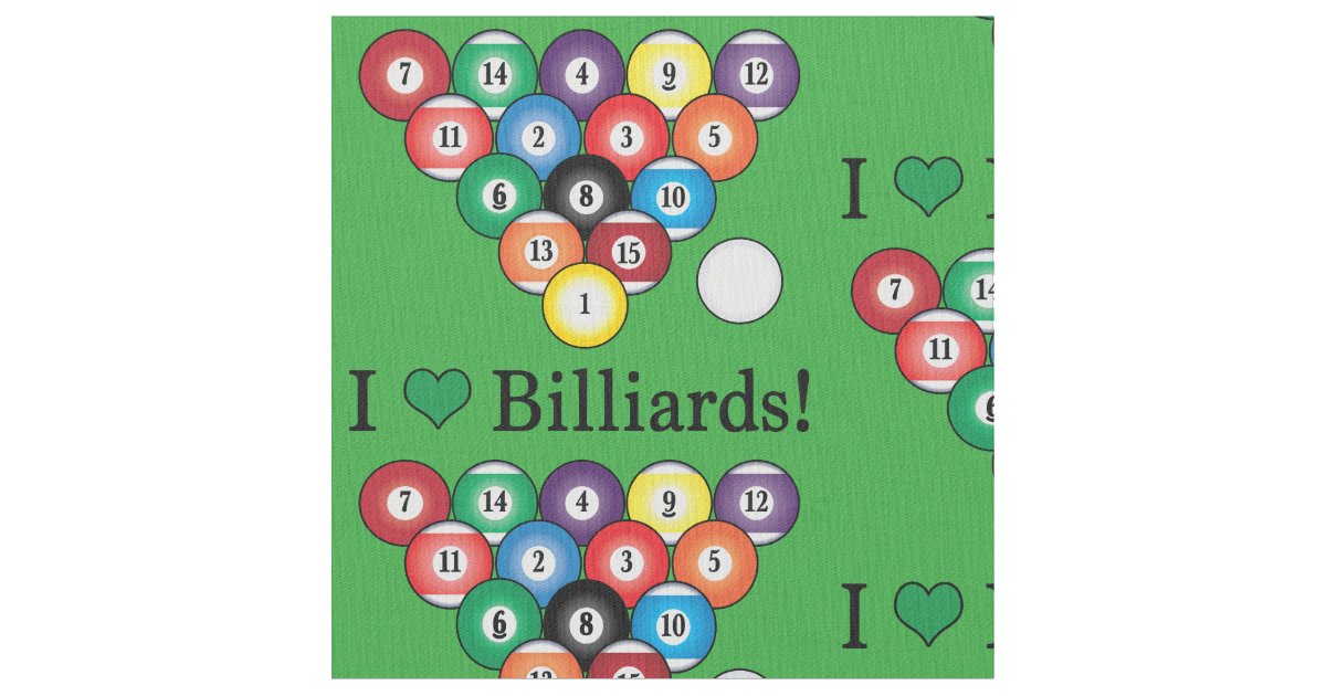 I Love Billiards Fabric | Zazzle