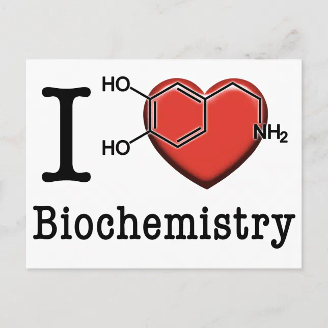 I Love Biochemistry Postcard | Zazzle