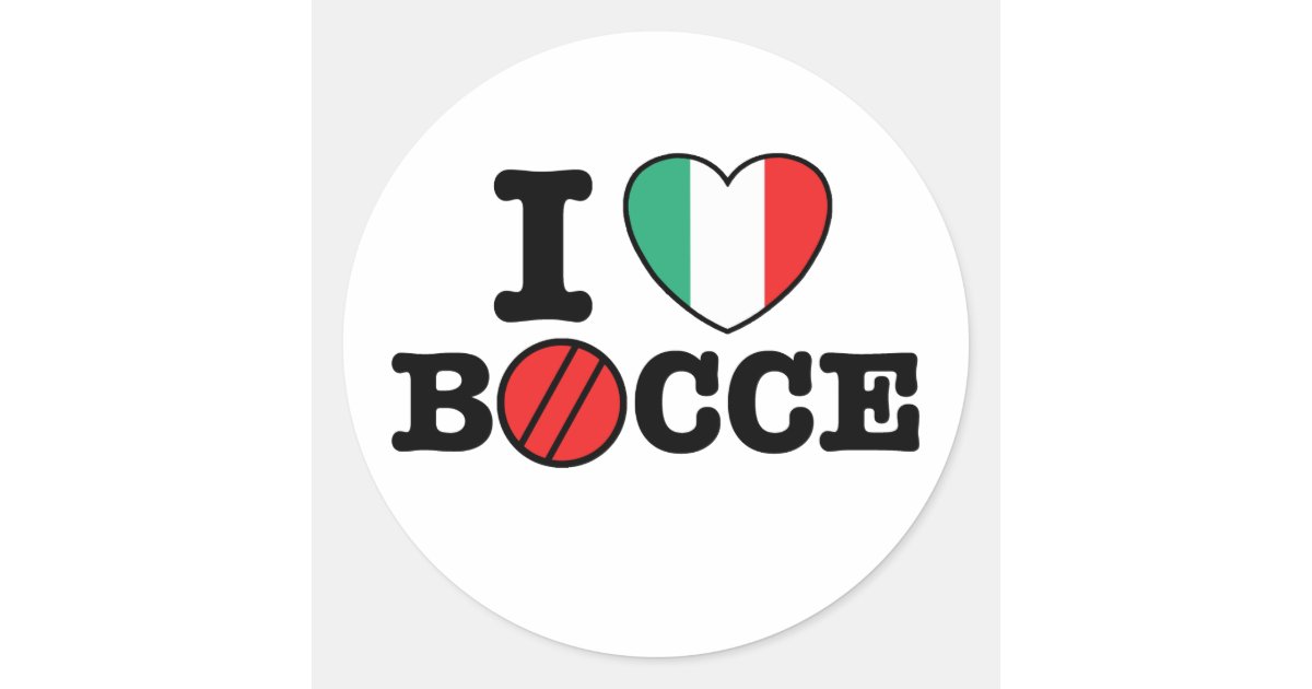 I Love Bocce Classic Round Sticker | Zazzle