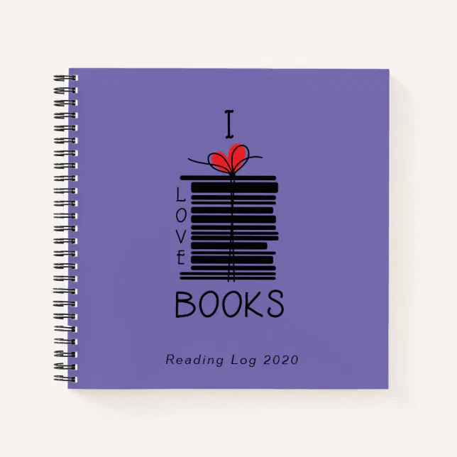 "I Love Books" 2021 Reading Log Notebook | Zazzle